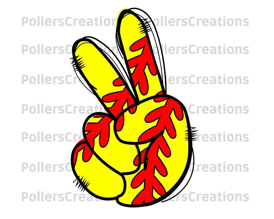 Softball Peace Hand Png,softball Sublimation Design,instant Digital ...