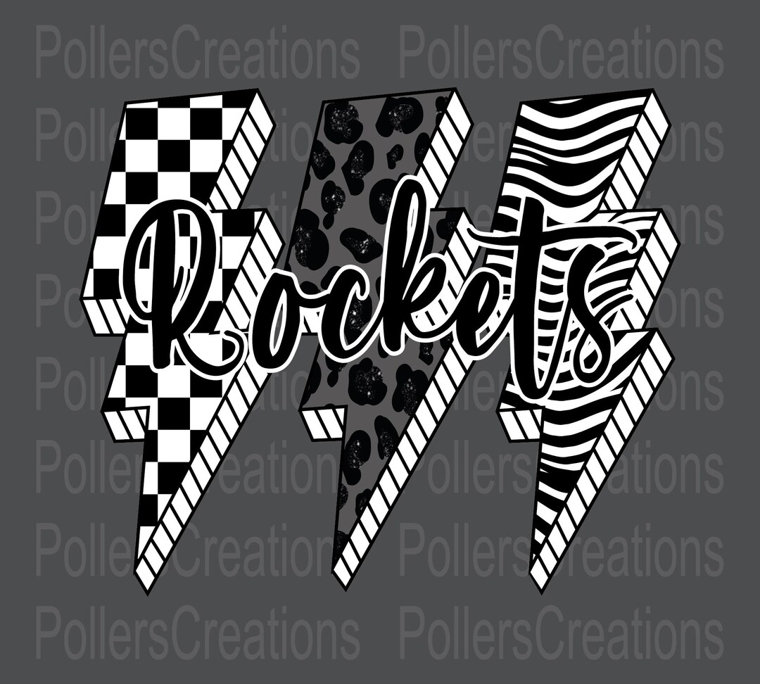 Retro Rockets Png Mascot Lightning Black and White Checkered Leopard ...