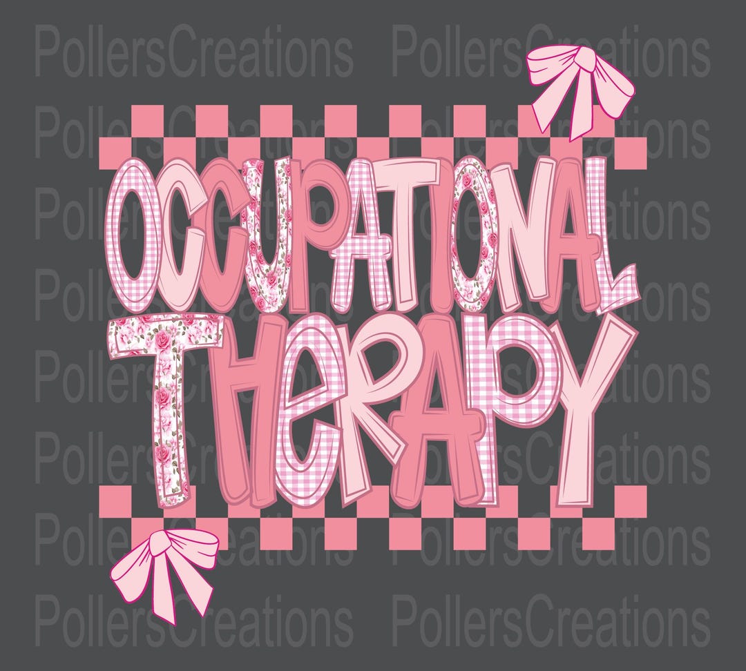 Preppy Occupational Therapy Png, OT Png, Floral Coquette Pink Checkered ...