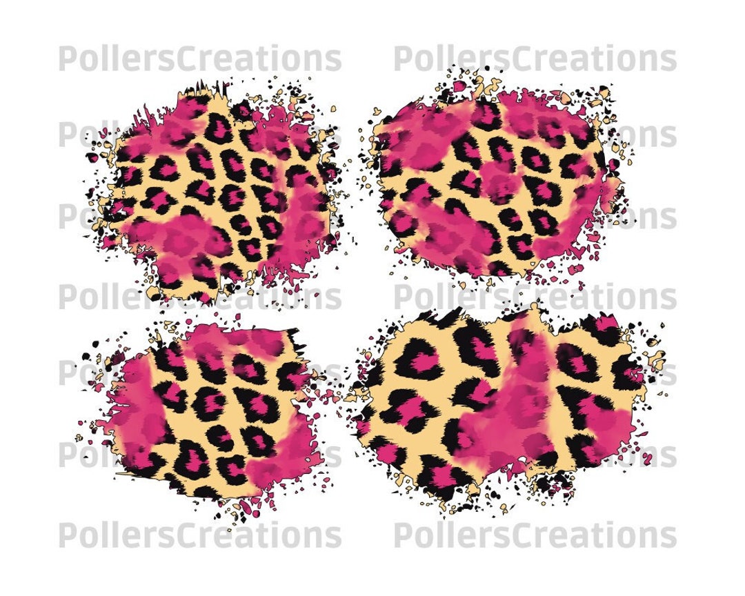 Pink Leopard Print Patches Png, Distressed Sublimation Designs, Patch ...