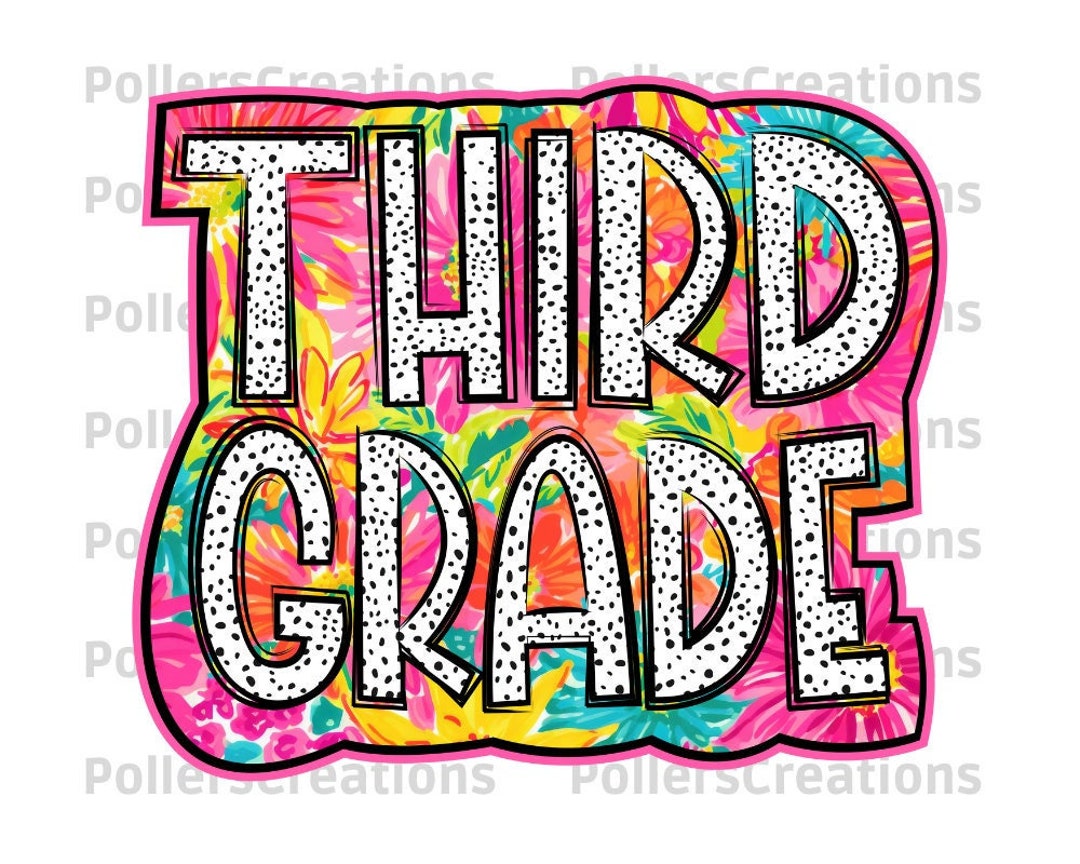 Third Grade Teacher Png, School Doodle Dalmation Dots Pink Daisies ...