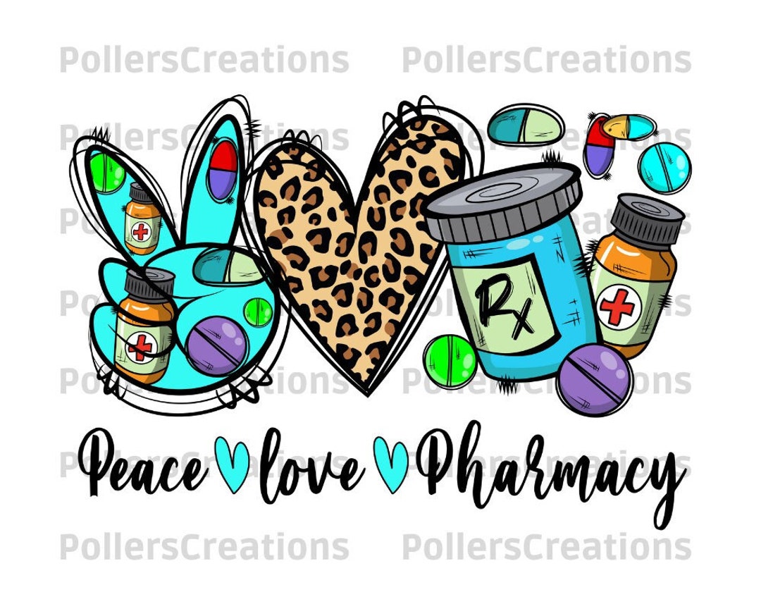 Peace Love Pharmacy Png,pharmacist Sublimation Design,rx,tech,leopard ...