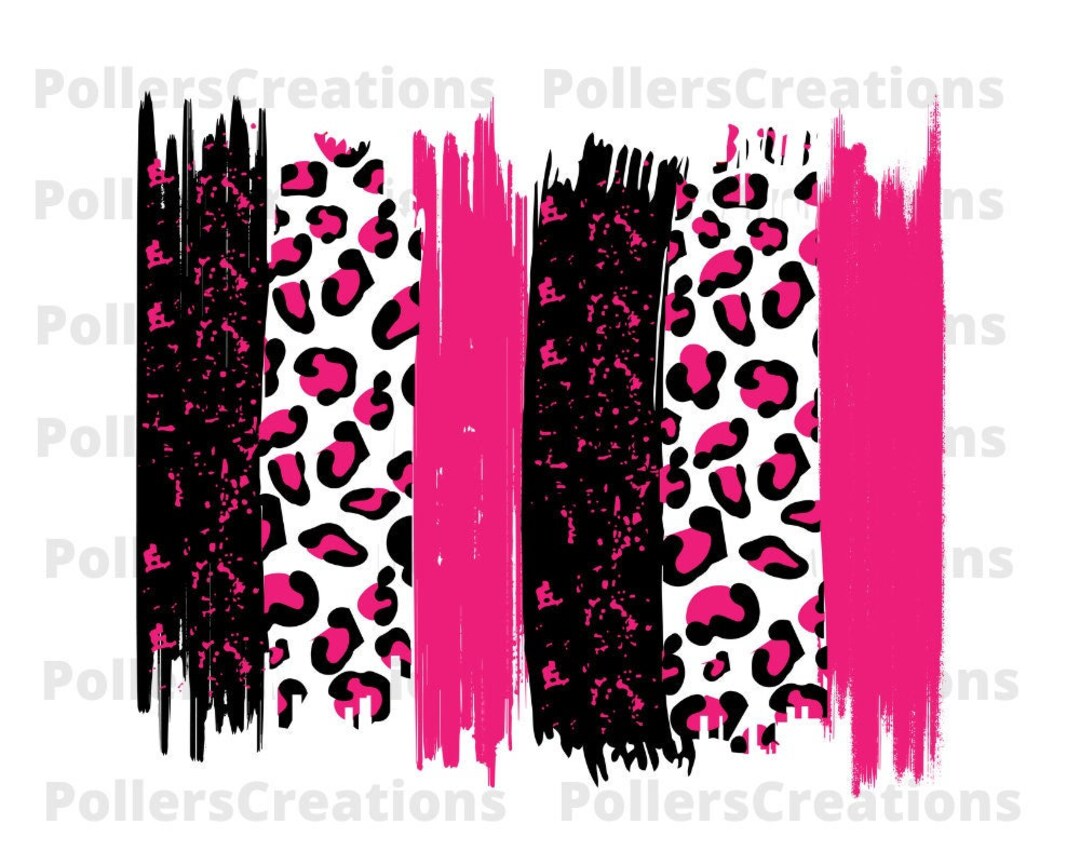 Pink Black Leopard Distressed Brush Stroke Png,sublimation Designs ...