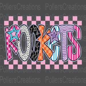 Preppy Rockets Png Mascot Girly Doodle Clipart School Spirit Checkered ...