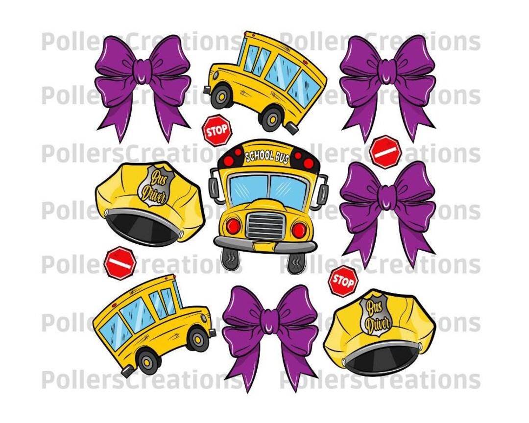 School Bus Bow Purple Coquette Png Sublimation Design Hand-drawn - Etsy