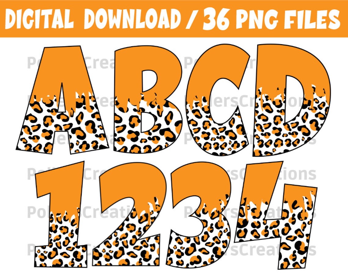 Half Leopard Font Png Bundle for Sublimationfont - Etsy