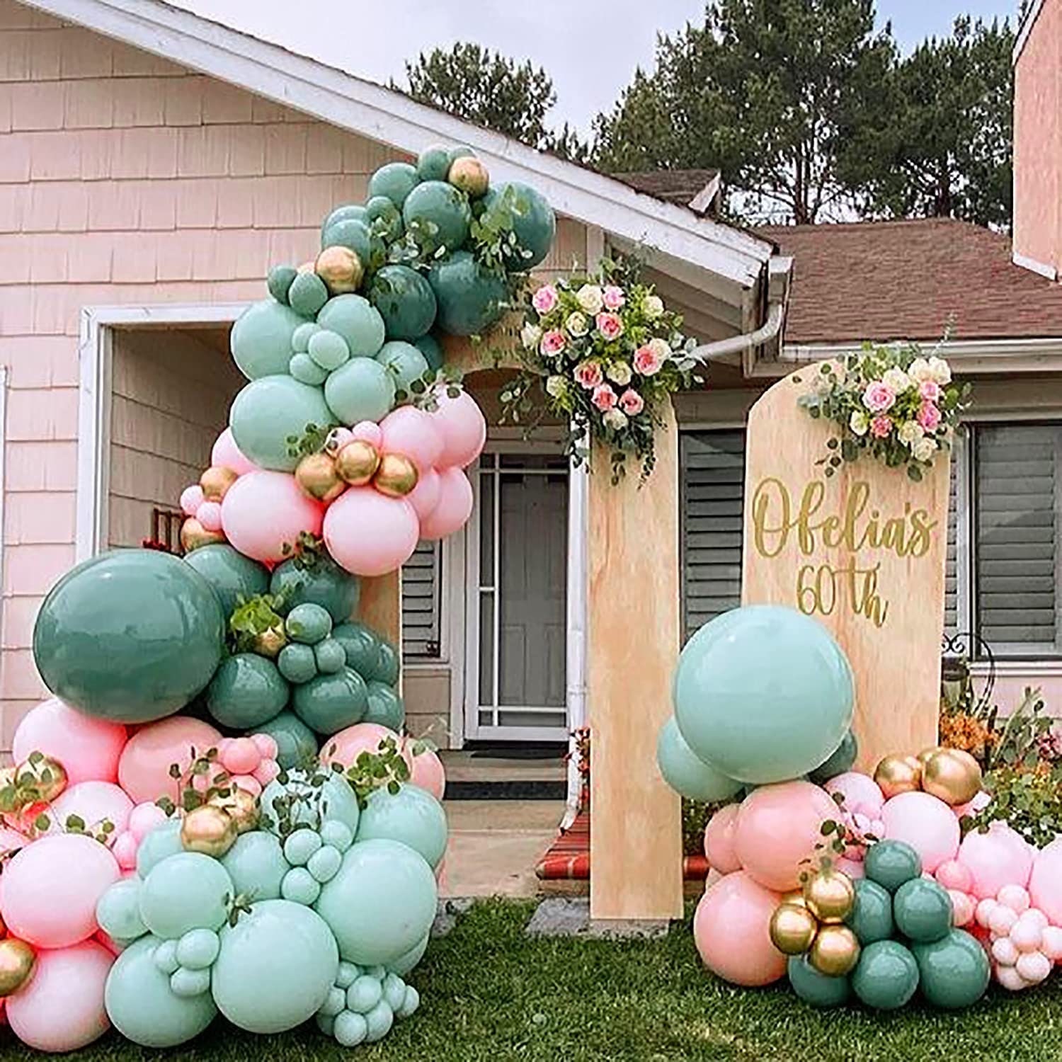 Sage Green Pink Balloon Garland Arch Kit Babypink Blush Gold | Etsy