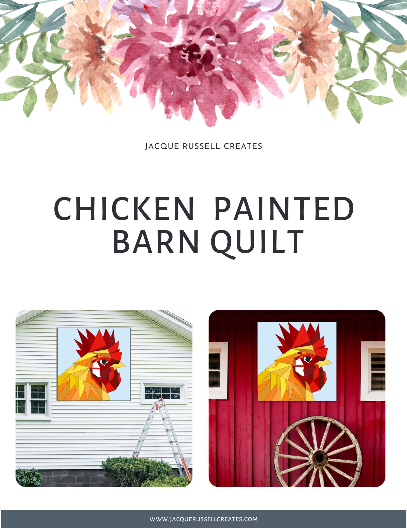 12x12 Chicken Painted Barn Quilt Digital PDF SVG Pattern Download - Etsy