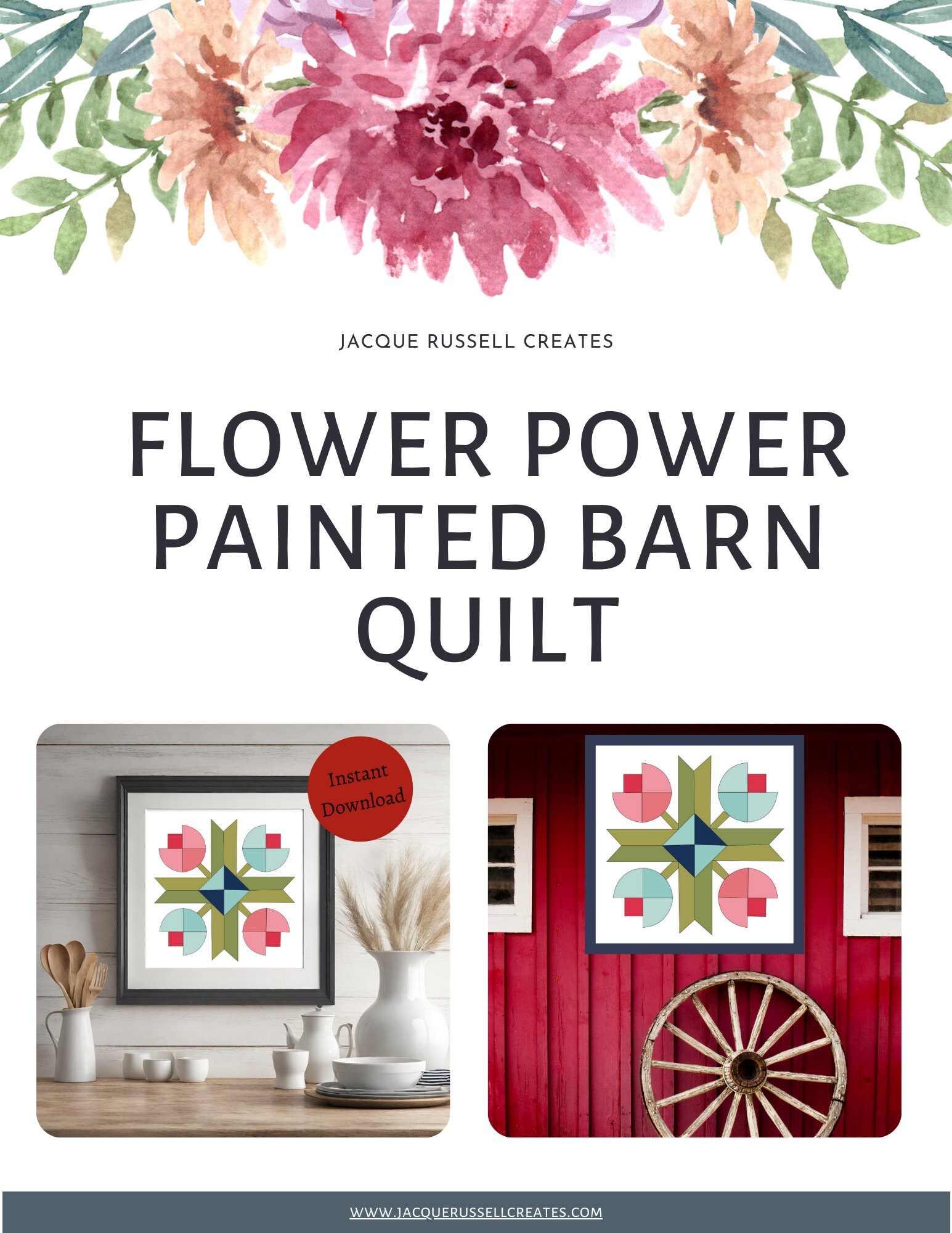 Flower Patch Barn Quilt Digital PDF SVG Downloadable Pattern Bundle - Etsy