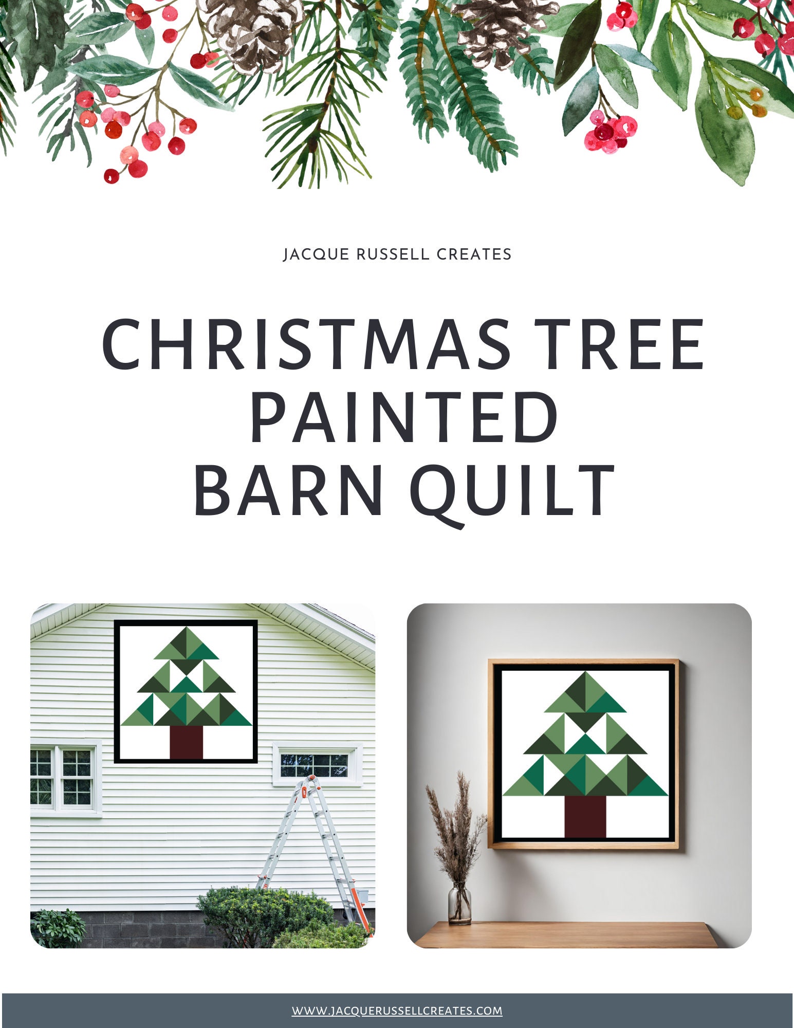 Christmas Tree Barn Quilt PDF Pattern, SVG Pattern, Wood Quilt to Paint ...