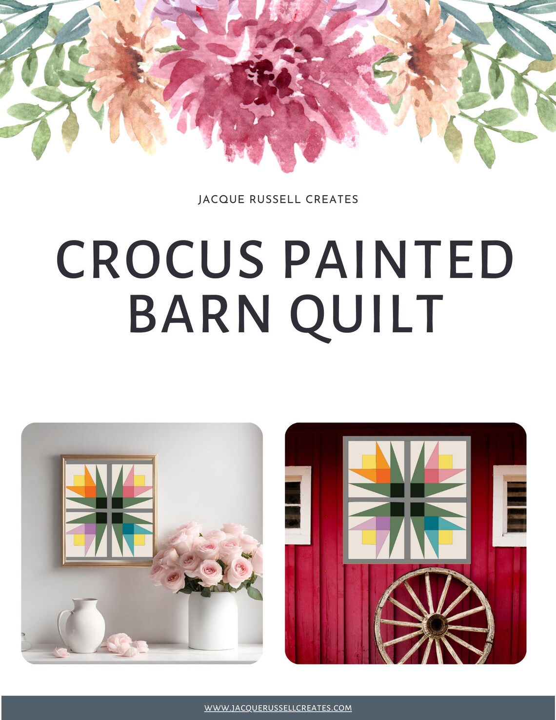 48x48 Crocus Barn Quilt PDF Pattern, SVG Pattern, Wood Quilt to Paint ...