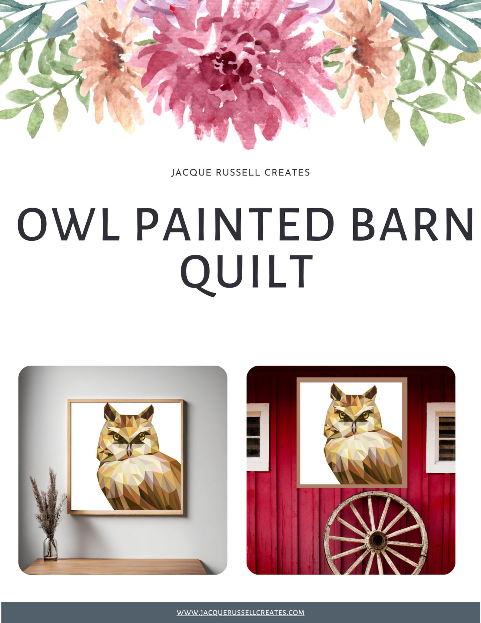 Owl Barn Quilt PDF Pattern, SVG Pattern, Wood Quilt to Paint for ...