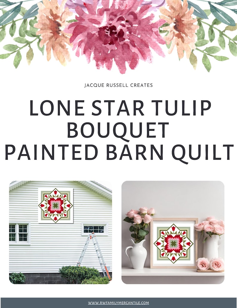 Lone Star Tulip Barn Quilt Pattern: DIY Farmhouse Decor (digital ...