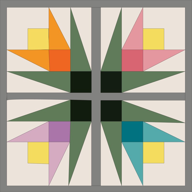 48x48 Crocus Barn Quilt PDF Pattern, SVG Pattern, Wood Quilt to Paint ...