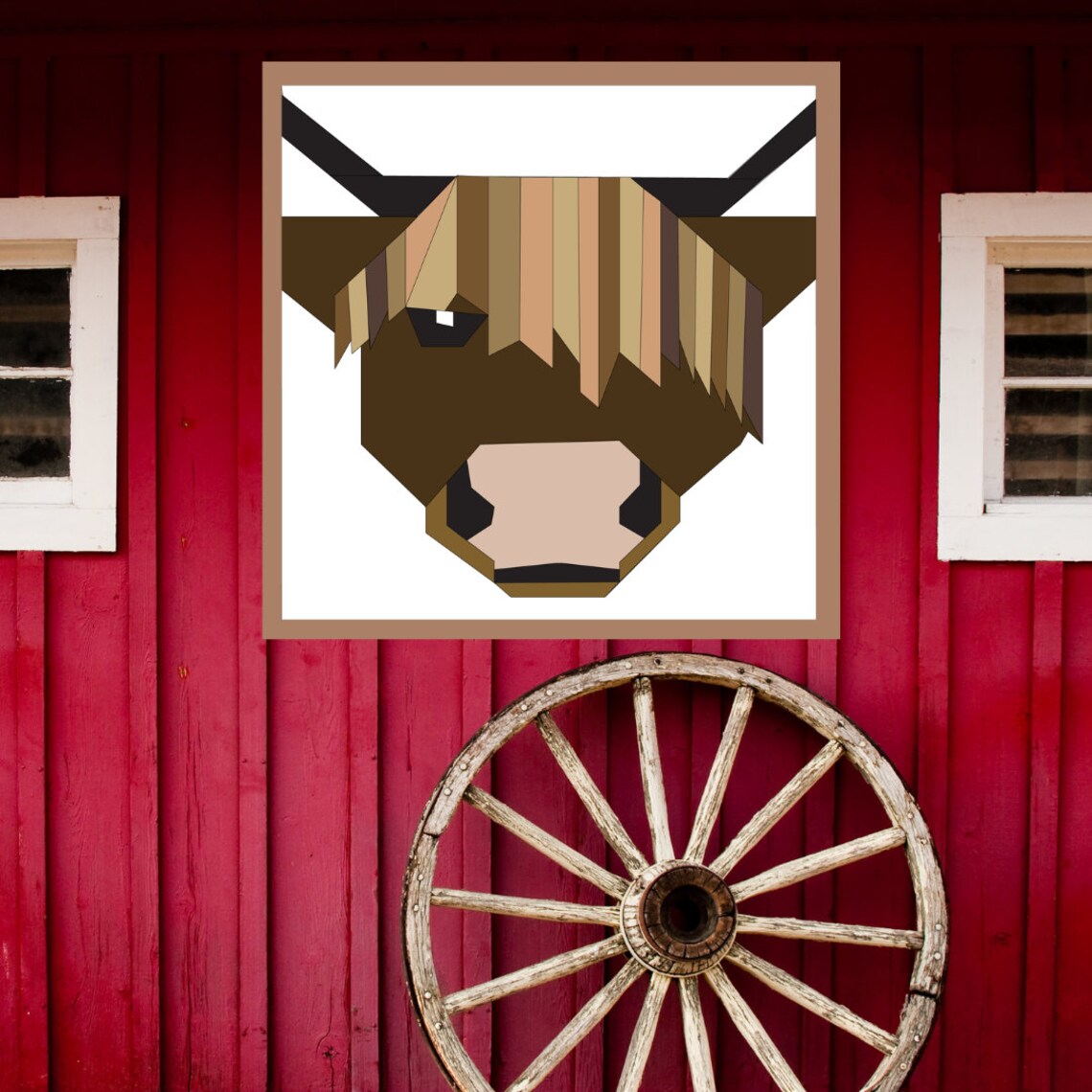 24x24" Highland Cow Painted Barn Quilt Digital SVG PDF Pattern - Etsy