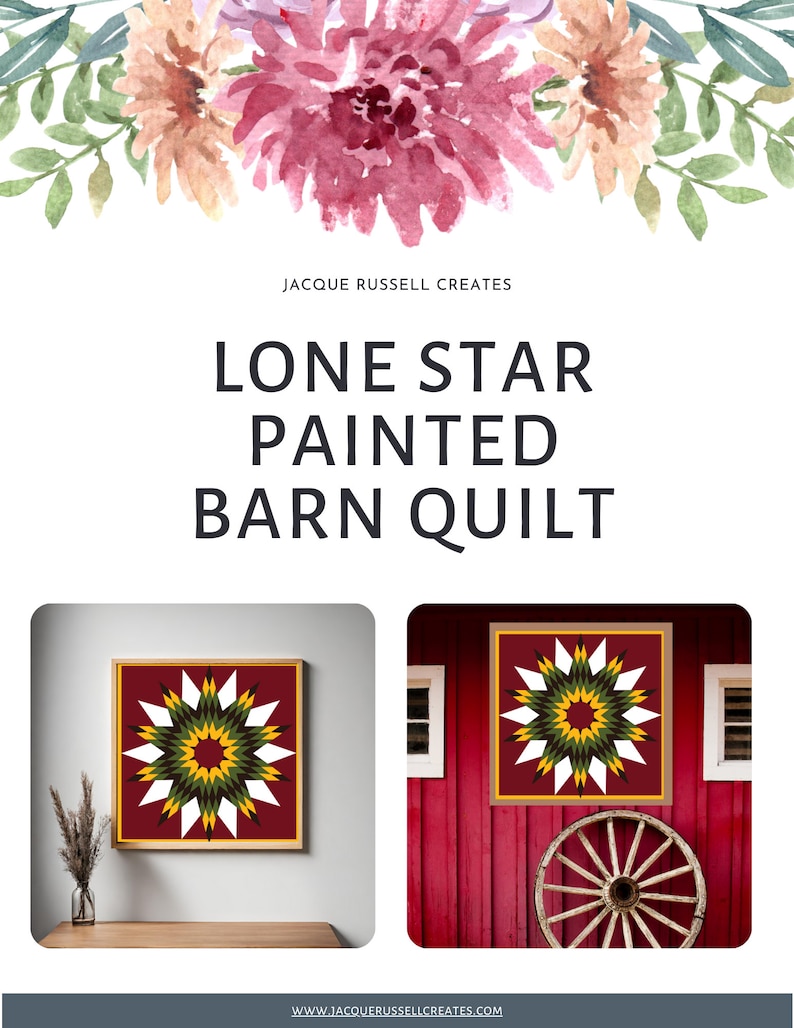 Lone Star Barn Quilt Digital PDF SVG Printable Pattern | Wood Barn Quilt | Paint Yourself Barn ...
