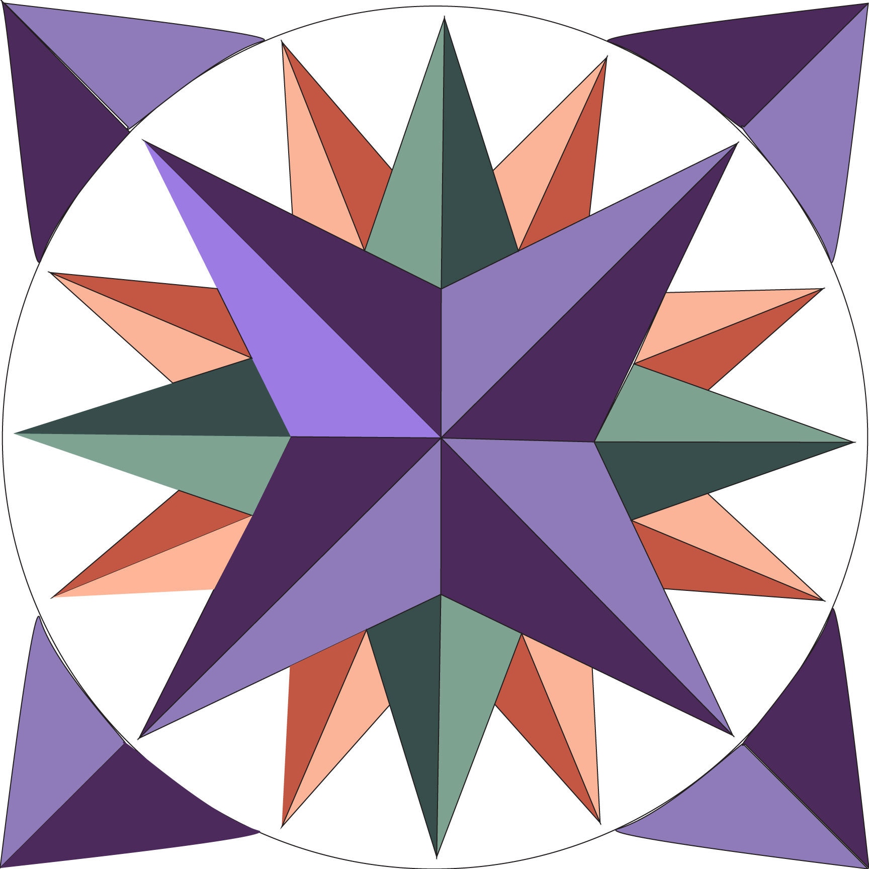 24x24" Mariners Compass Painted Barn Quilt Digital PDF SVG Pattern ...