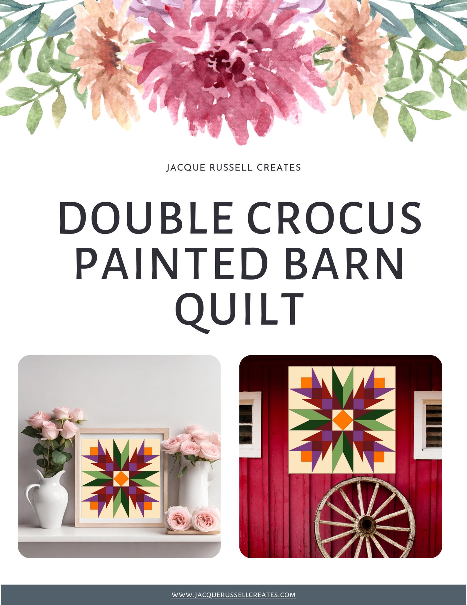 Double Crocus Barn Quilt PDF Pattern, SVG Pattern, Wood Quilt to Paint ...