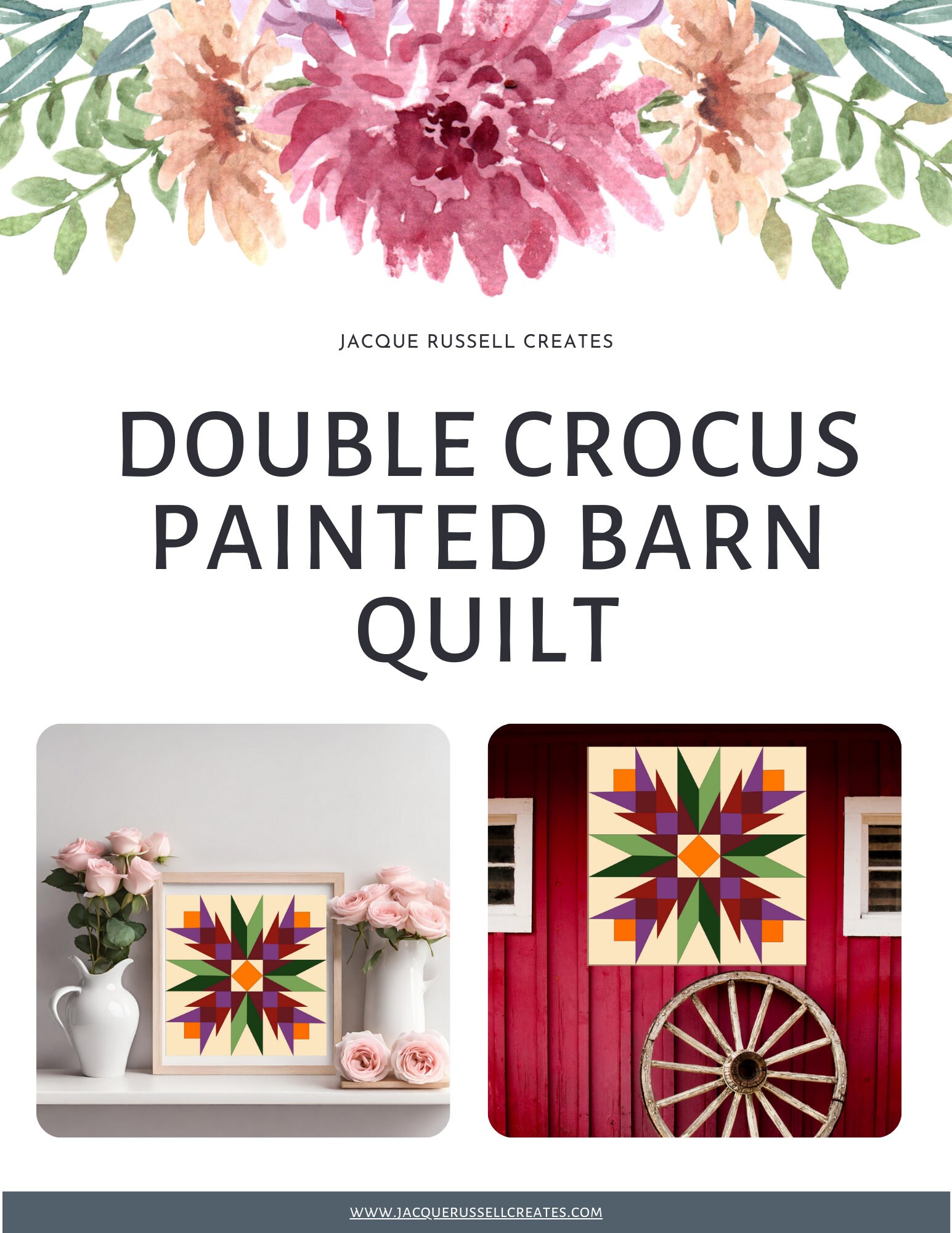 Double Crocus Barn Quilt PDF Pattern, SVG Pattern, Wood Quilt to Paint ...