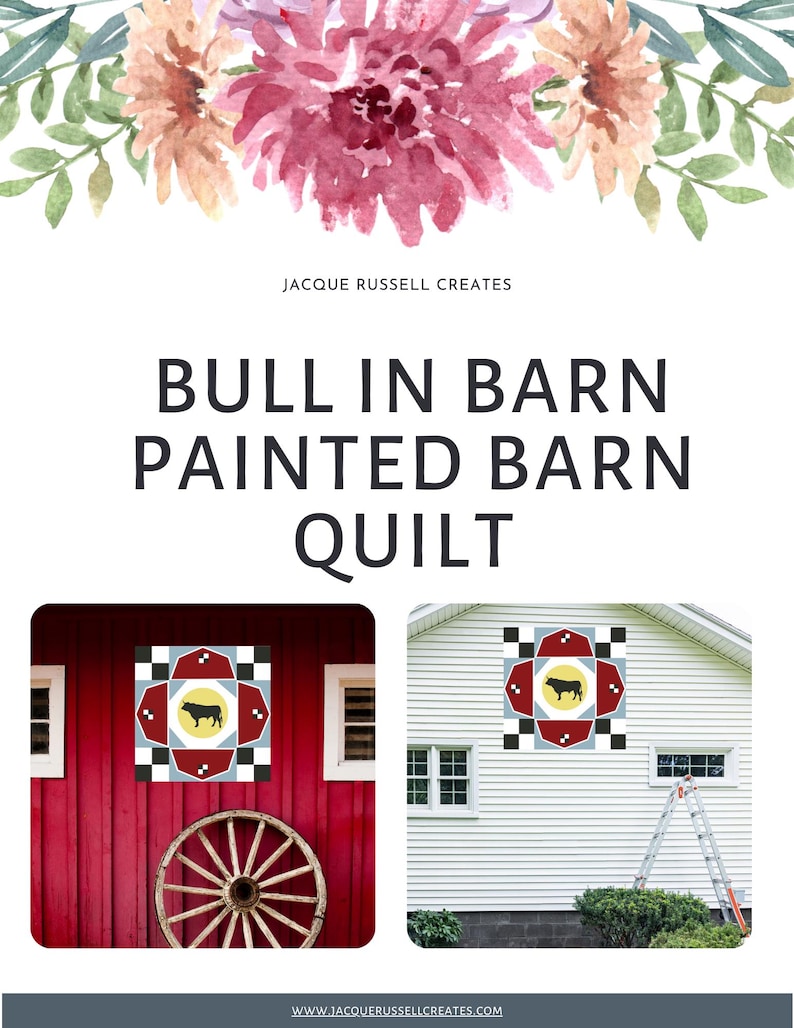 Bull in Barn Quilt Block Pattern: Rustic Farmhouse Decor (PDF, SVG) - Etsy