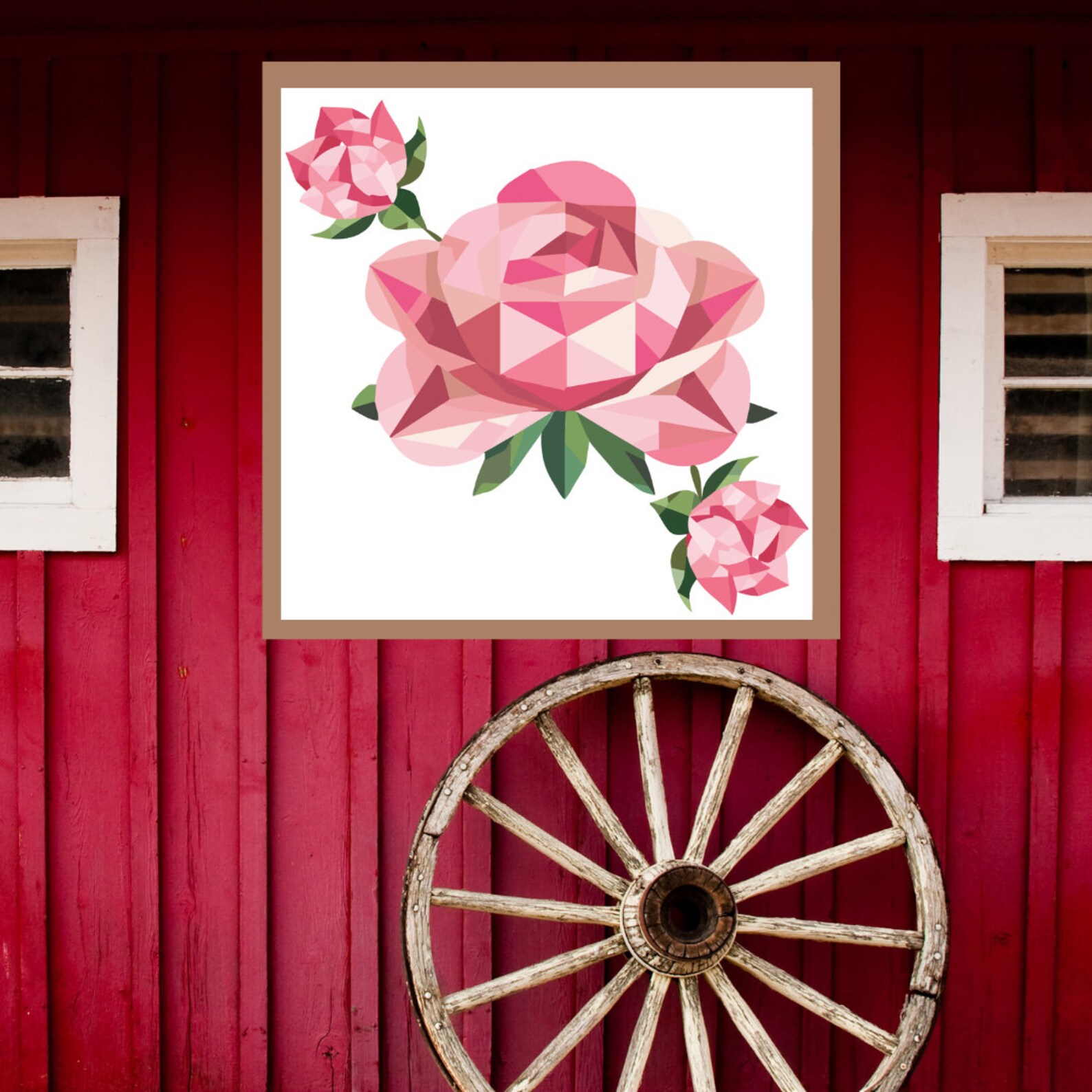 24x24" Rose Barn Quilt Digital PDF SVG Printable Pattern | Wood Barn ...