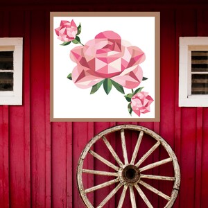 24x24" Rose Barn Quilt Digital PDF SVG Printable Pattern | Wood Barn ...