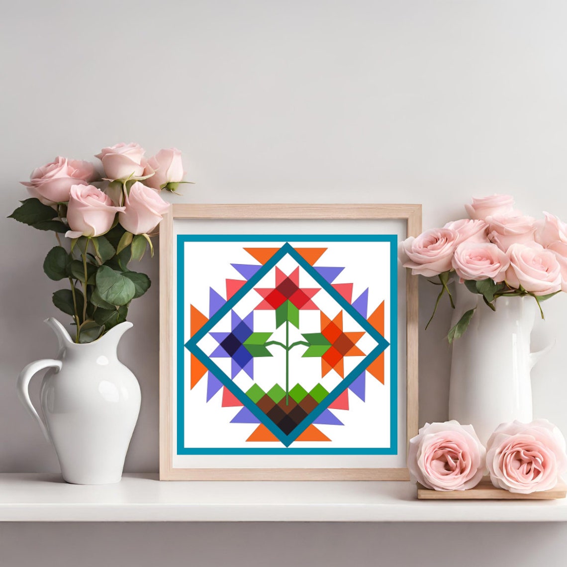 Spring Bloom Barn Quilt Pattern: Floral Wood Quilt SVG, PDF (digital ...