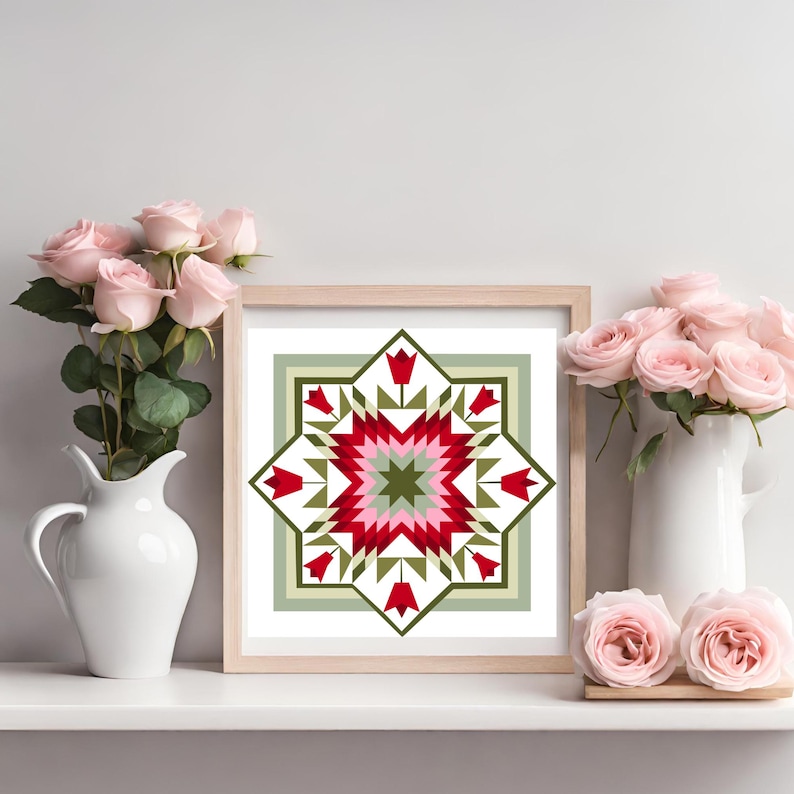 Lone Star Tulip Barn Quilt Pattern: DIY Farmhouse Decor (digital ...