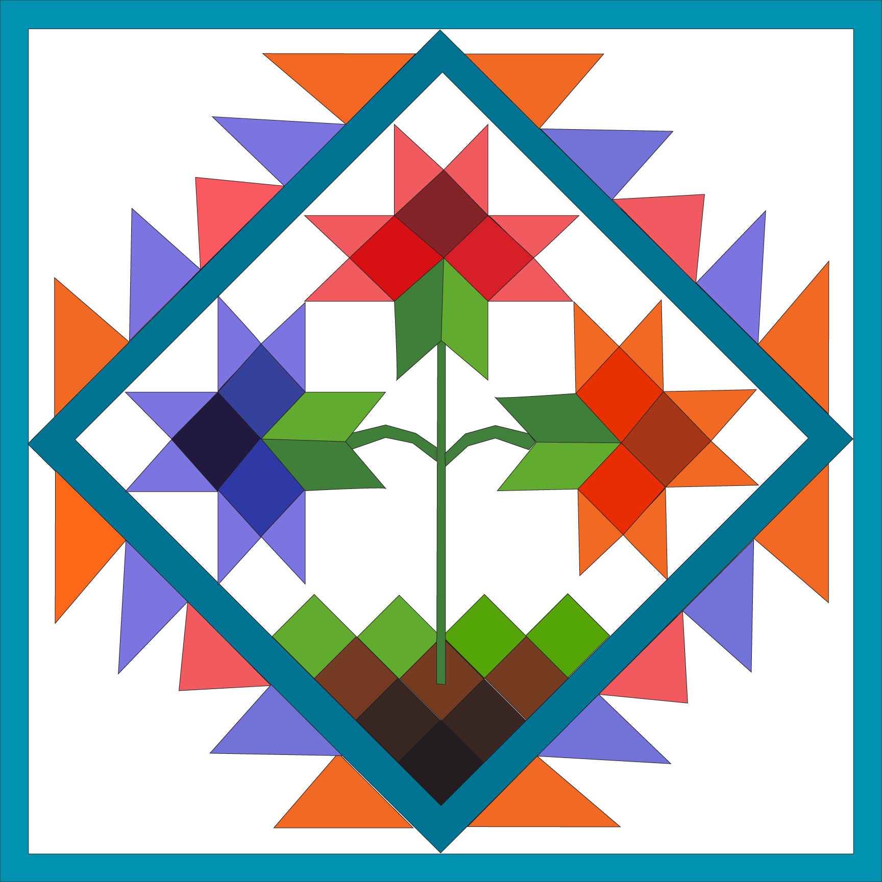 Spring Bloom Barn Quilt Pattern: Floral Wood Quilt SVG, PDF (digital ...