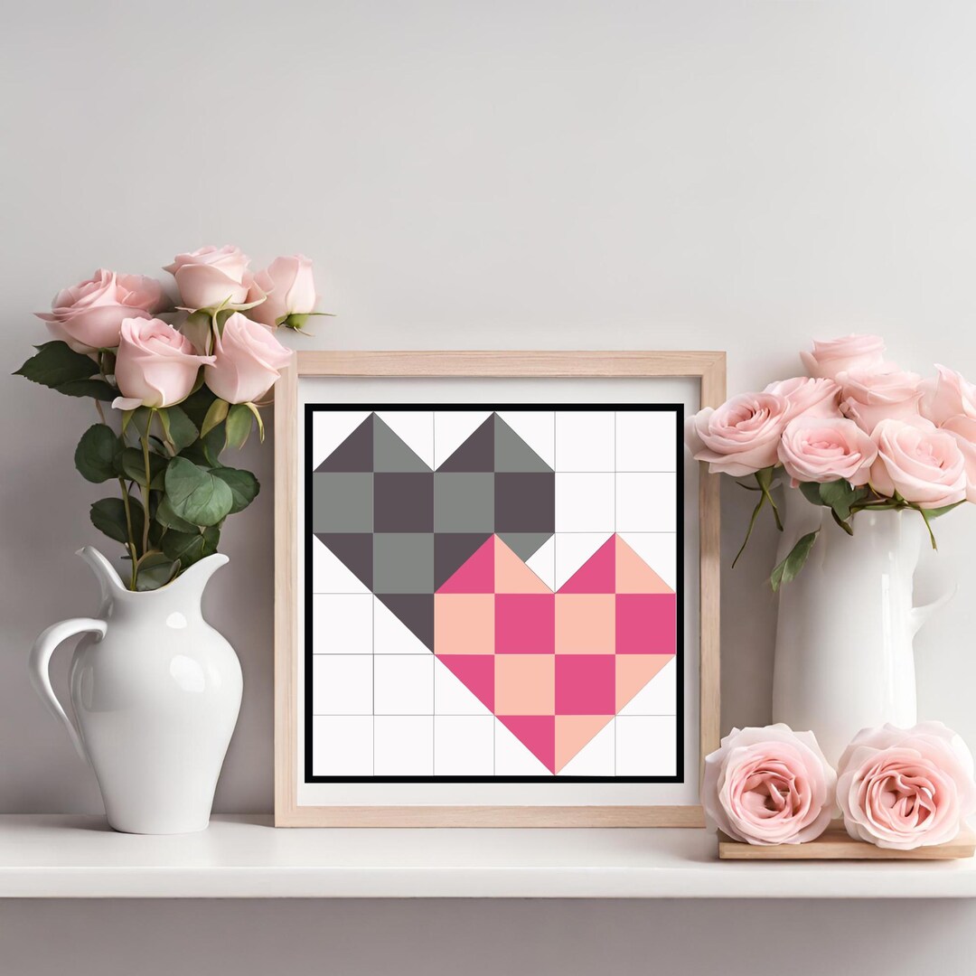 12x12" Double Heart Quilt Block Barn Quilt Digital Download, Rustic ...
