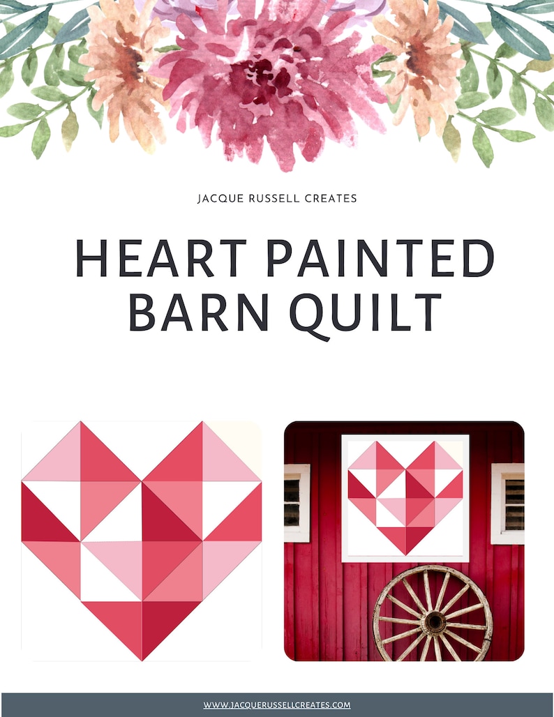 12x12" Heart Painted Barn Quilt Digital PDF SVG Pattern - Etsy