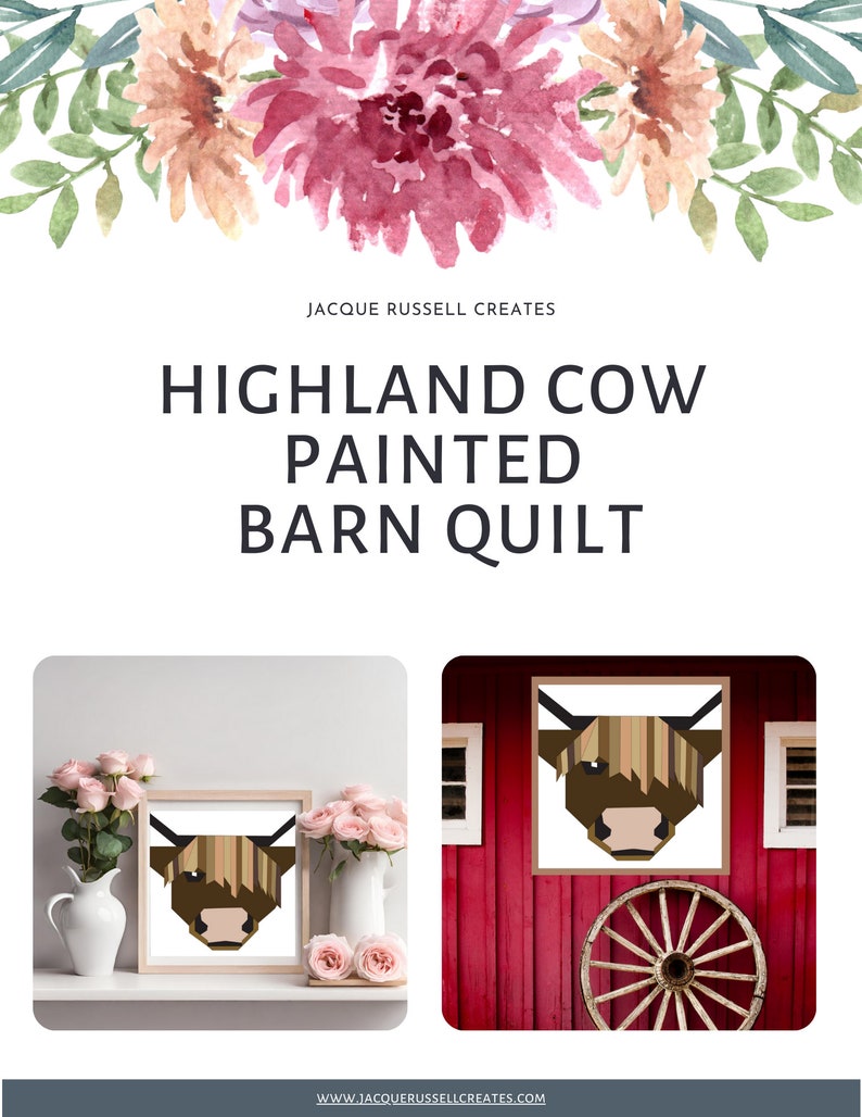 24x24" Highland Cow Painted Barn Quilt Digital SVG PDF Pattern - Etsy