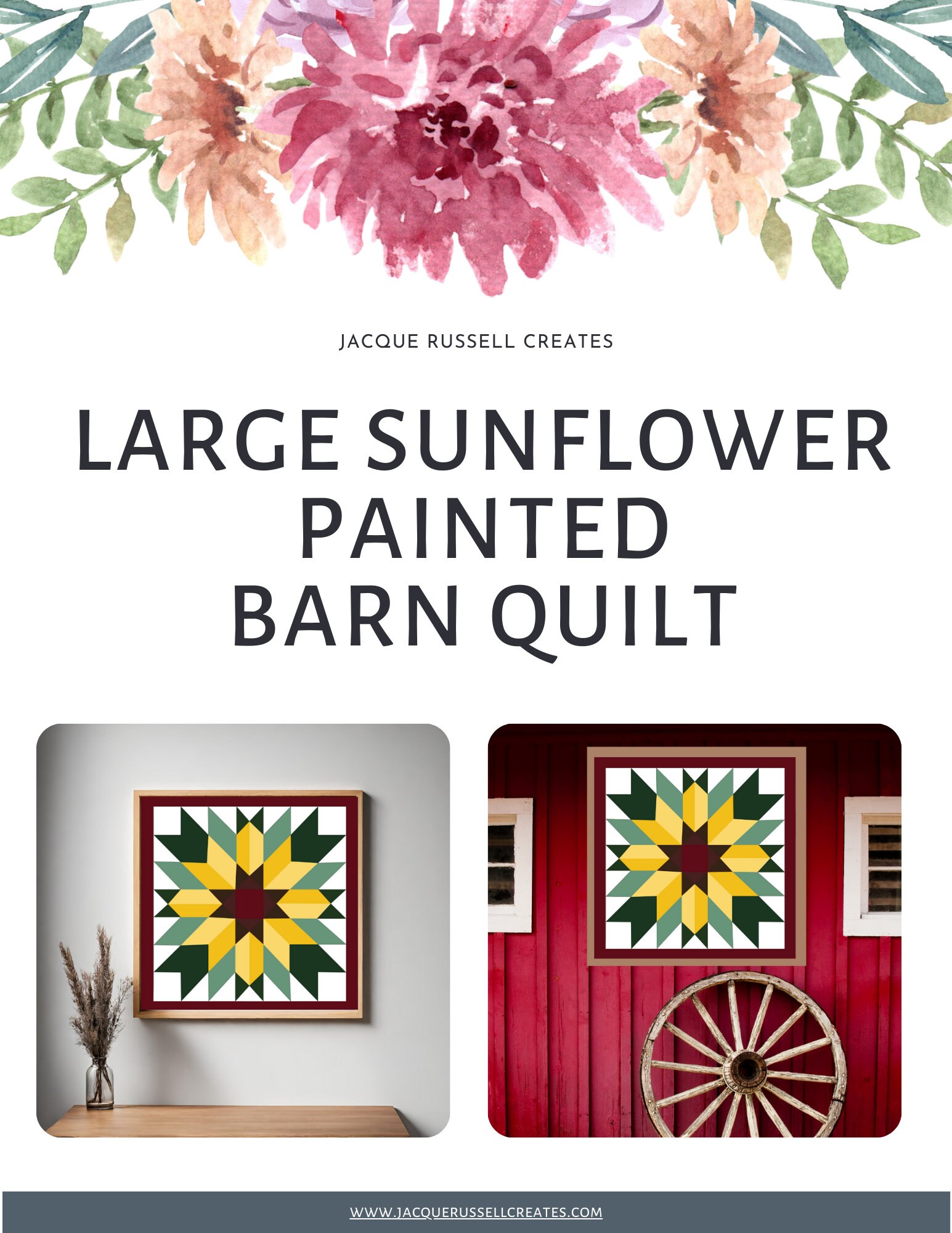 Sunflower Barn Quilt PDF Pattern: Large Wood Quilt SVG Bundle - Etsy