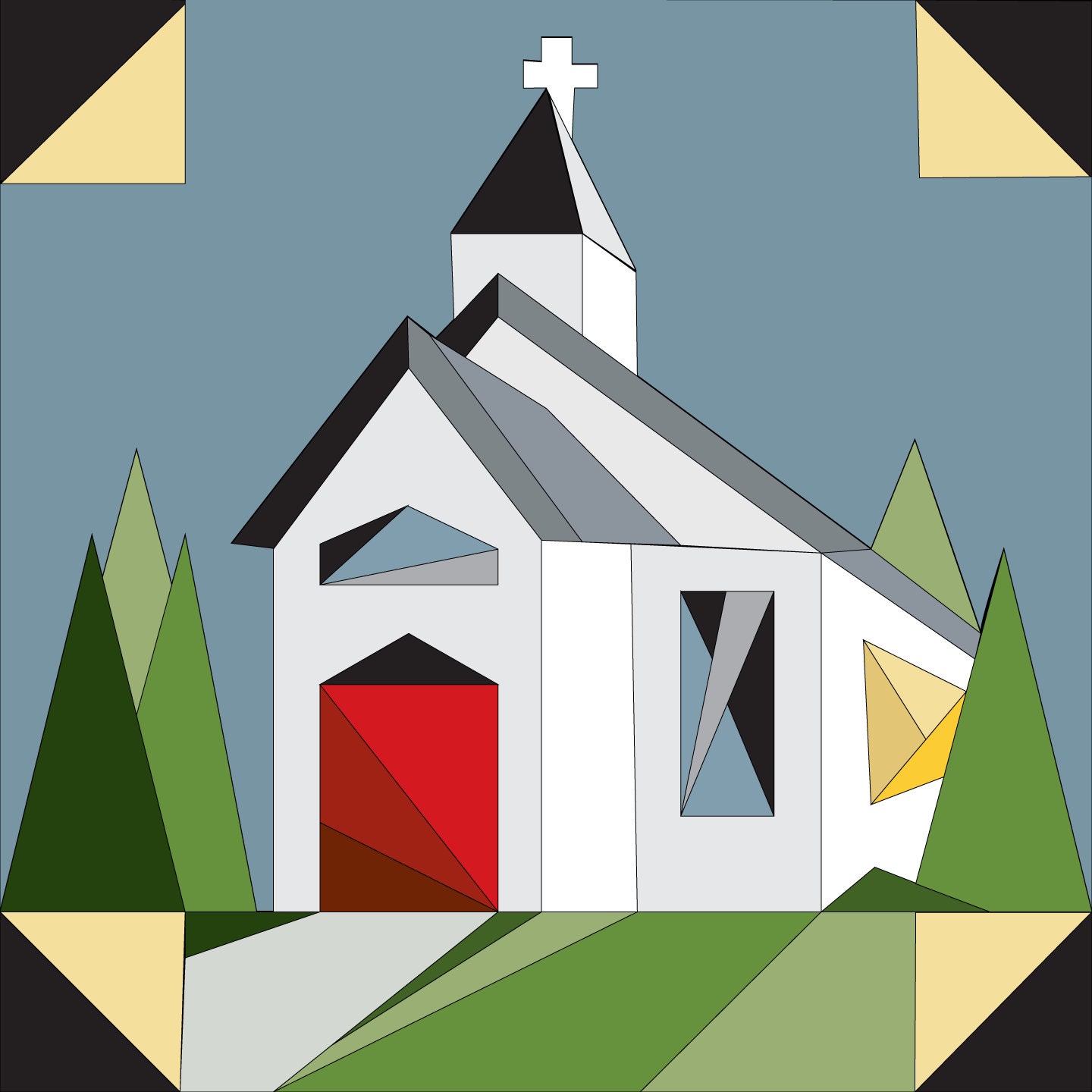 Church Barn Quilt Digital PDF Pattern - Etsy