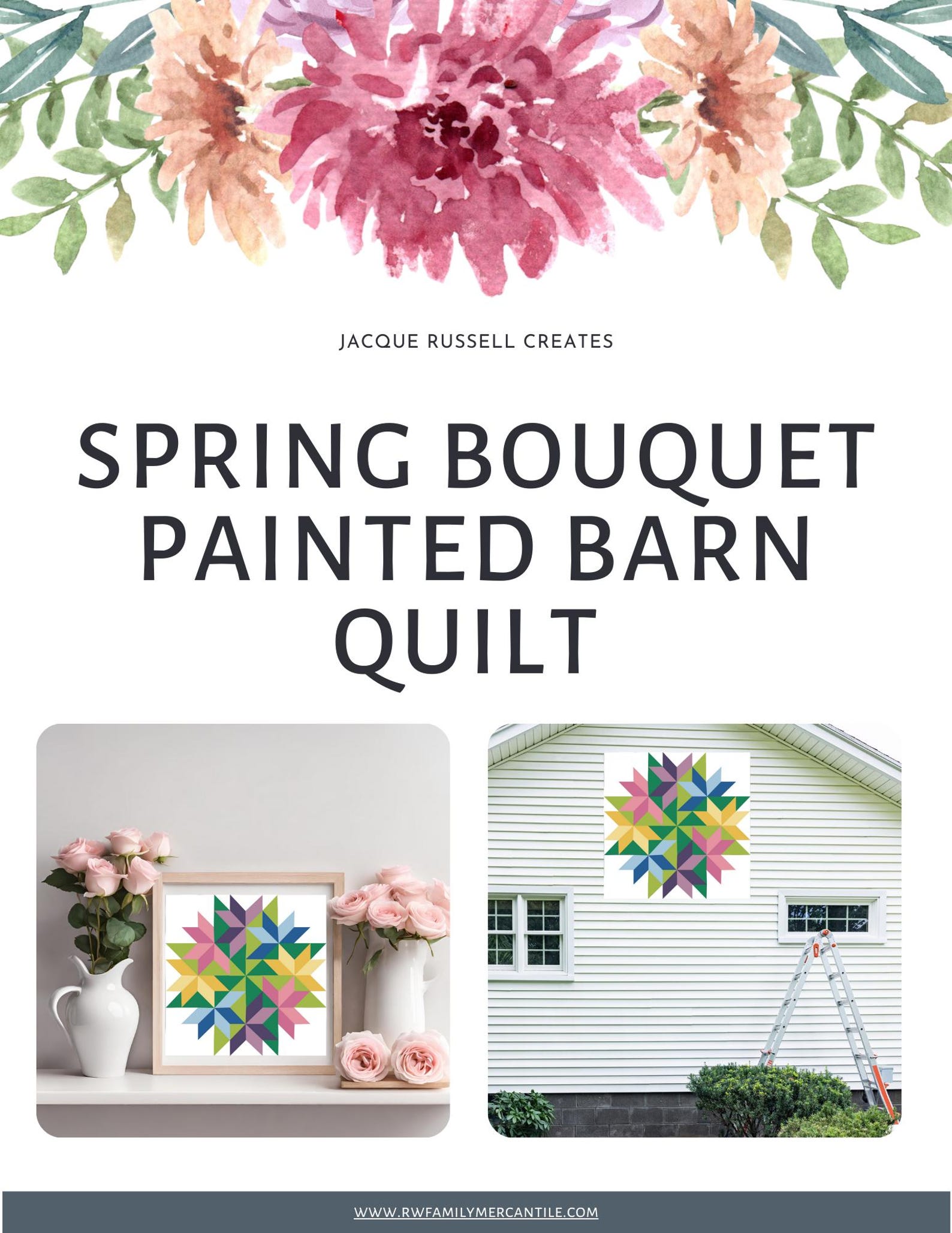 Spring Bouquet Quilt Block Pattern: Floral Barn Quilt (digital Download ...