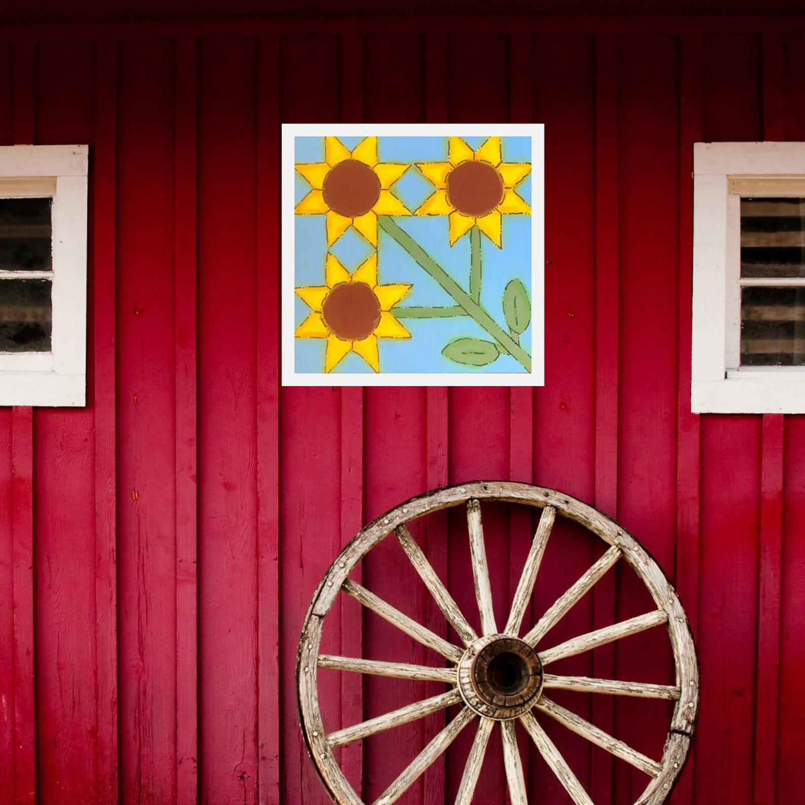 Sunflower Barn Quilt PDF Pattern Digital SVG Printable Pattern | Wood ...
