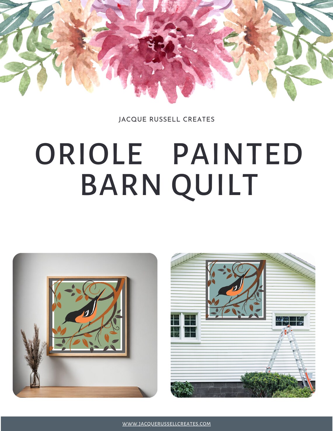 Oriole Barn Quilt Pattern: 12x12" Digital PDF SVG Printable - Etsy