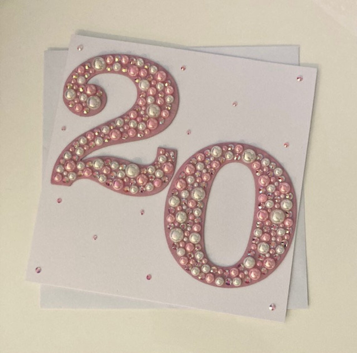 Embellished 3D Effect Pink & White 20th Birthday Card. Anniversary Card ...
