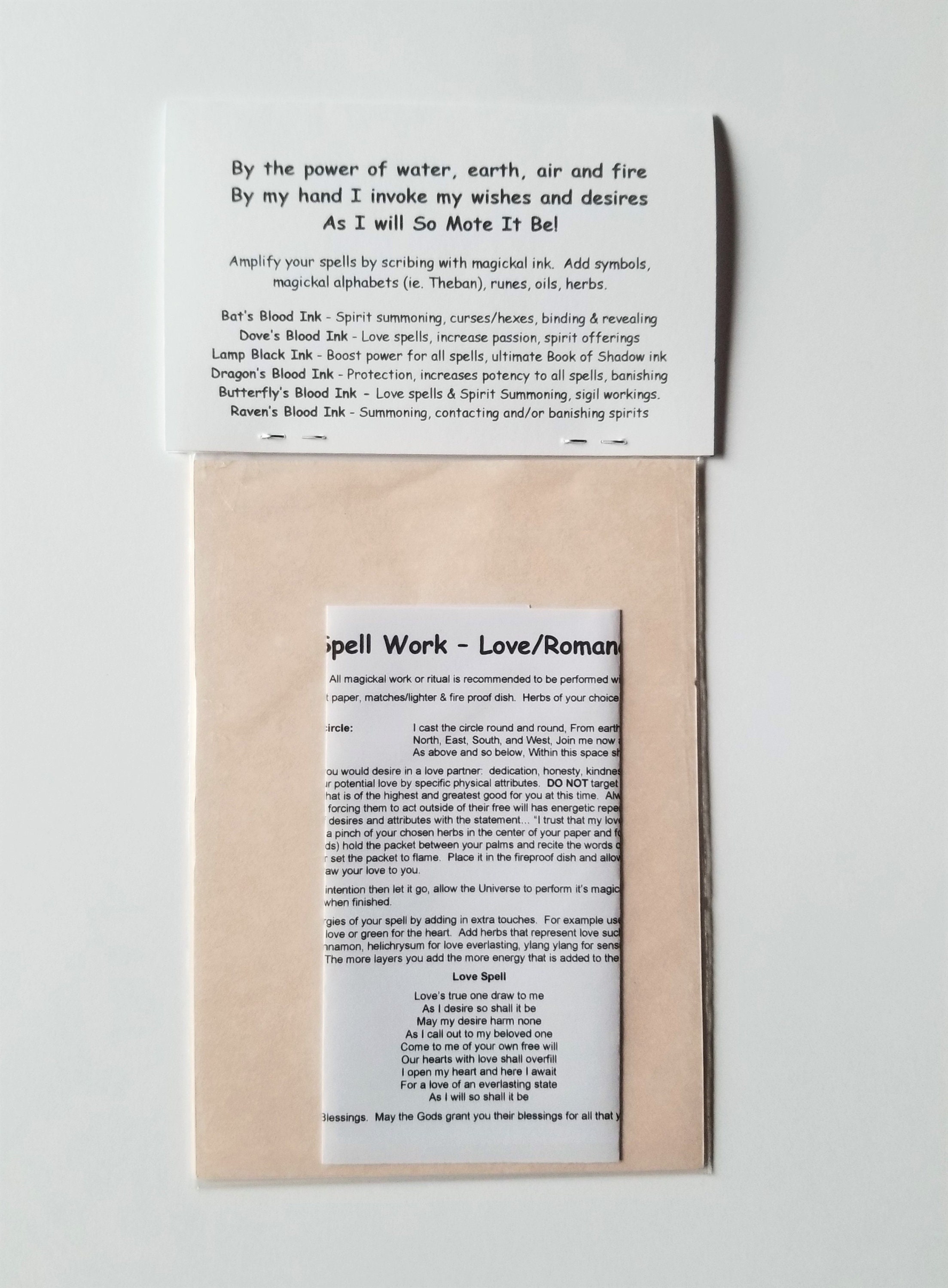 Spell Work Parchment Paper Love & Romance - Etsy