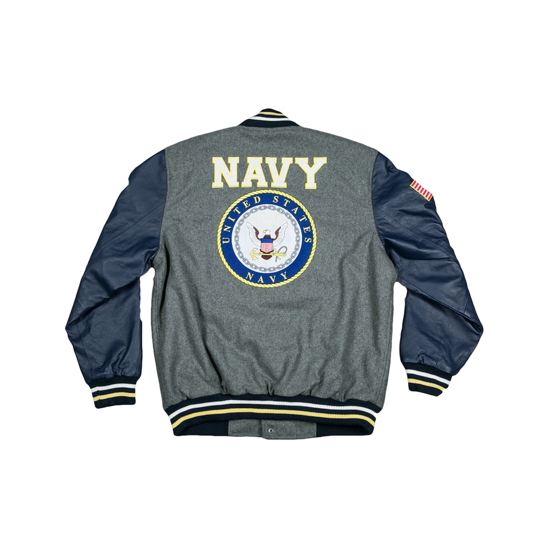 US Navy Leather Varsity Jacket - Etsy