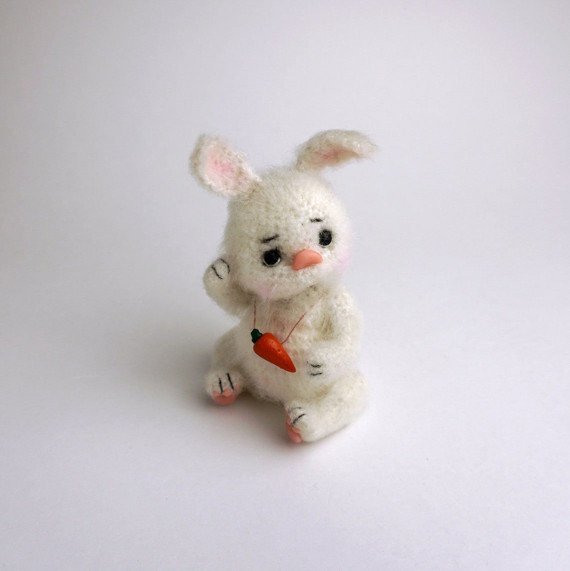 White rabbit Mini teddy bear friend Tiny crochet animals for | Etsy