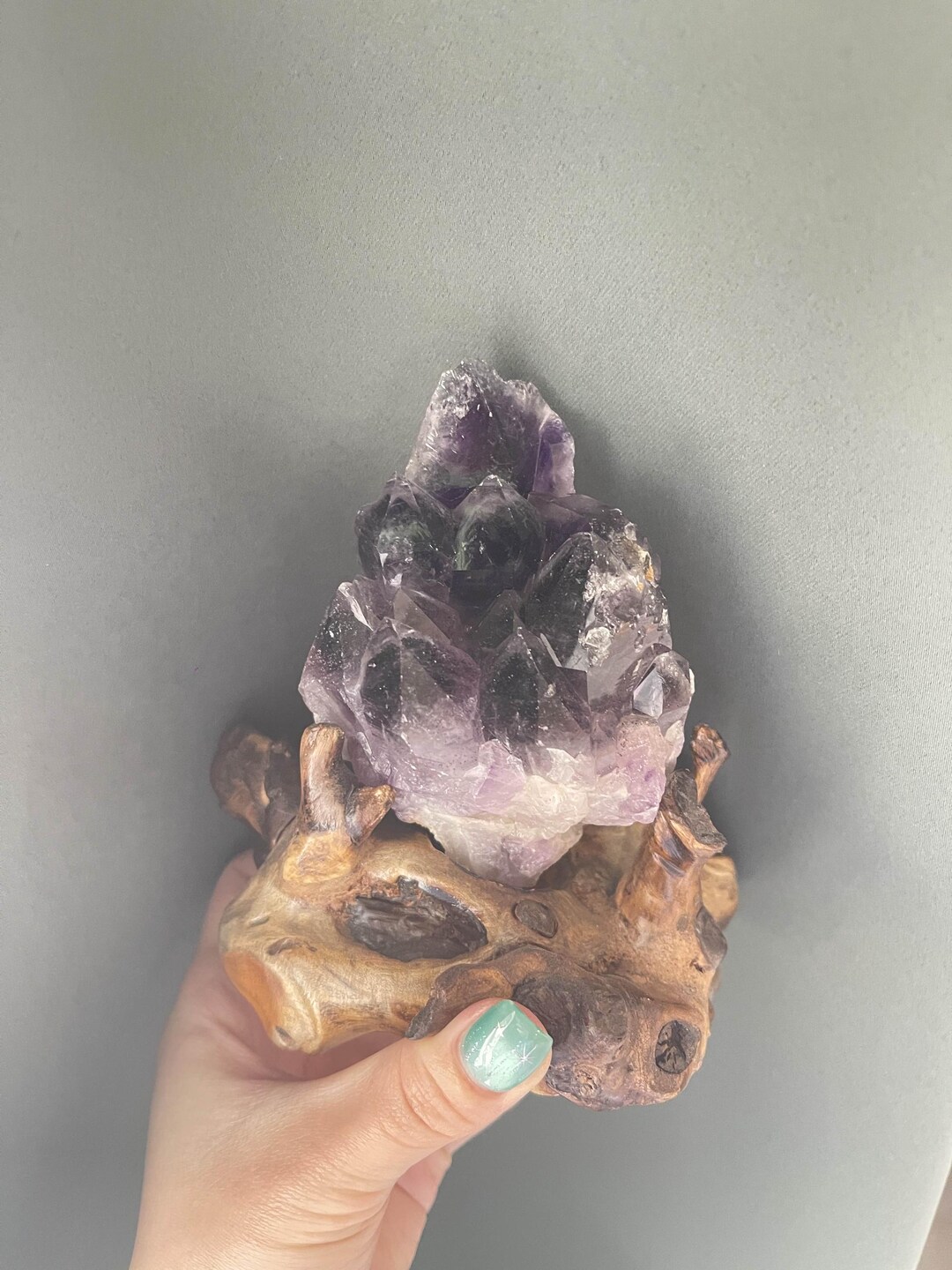 HAUNTED Amethyst Cluster With Wood Stand — for Advanced Practitioners ...