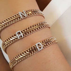14K Solid Gold Vienna Bracelet, Gold Curb Link Chain Bracelet, Gourmet ...