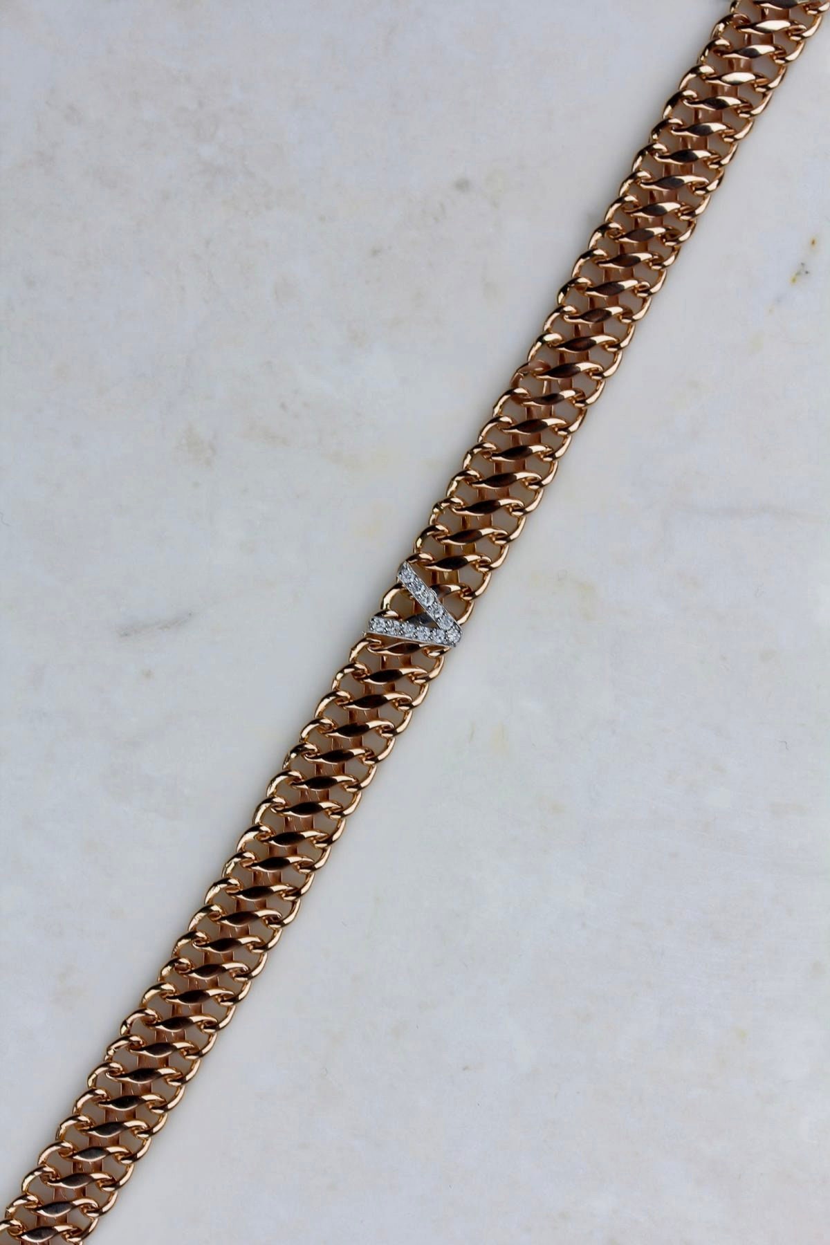 14K Solid Gold Vienna Bracelet, Gold Curb Link Chain Bracelet, Gourmet ...