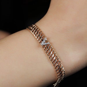 14K Solid Gold Vienna Bracelet, Gold Curb Link Chain Bracelet, Gourmet ...