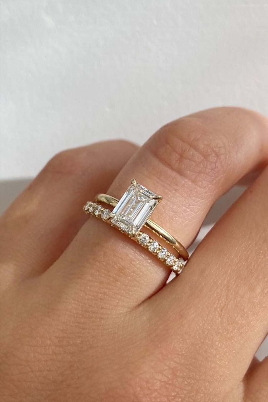 3ct Emerald Cut Moissanite Engagement Ring, Emerald Cut Engagement Ring ...