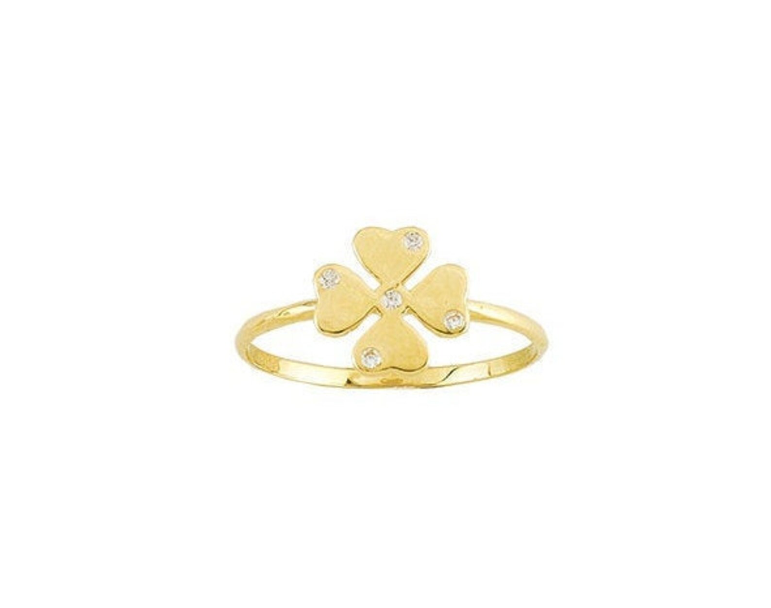 14K Solid Gold Four Leaf Ring, Four Leaf Clover Ring, Good Luck Ring ...
