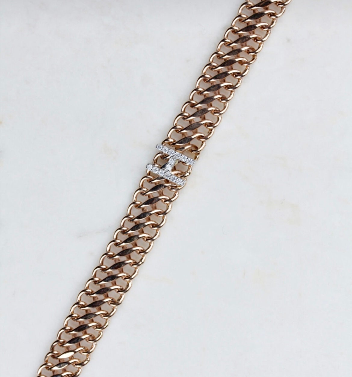 14K Solid Gold Vienna Bracelet, Gold Curb Link Chain Bracelet, Gourmet ...