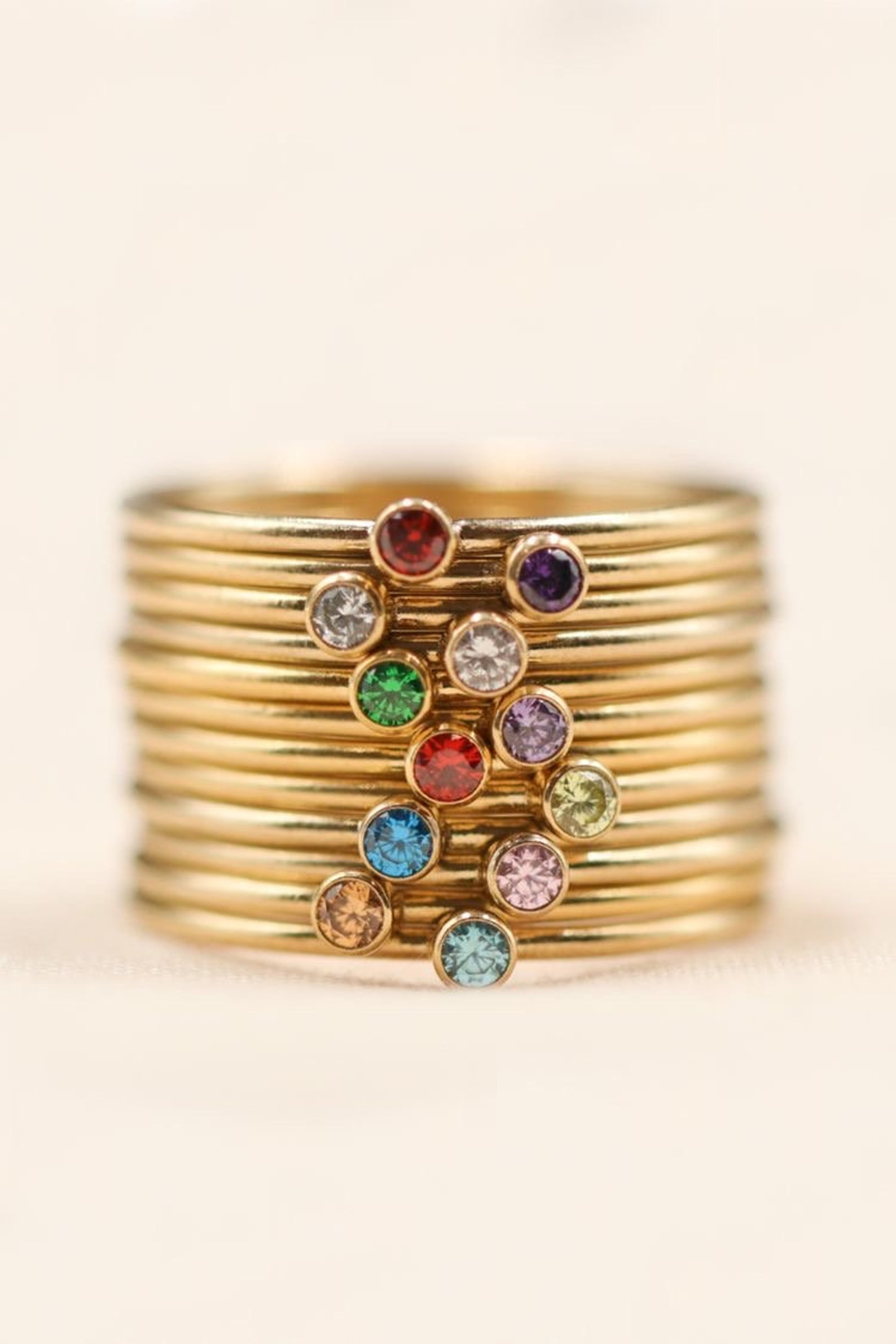 14K Solid Gold Birthstone Ring Custom Birthstone Jewelry | Etsy