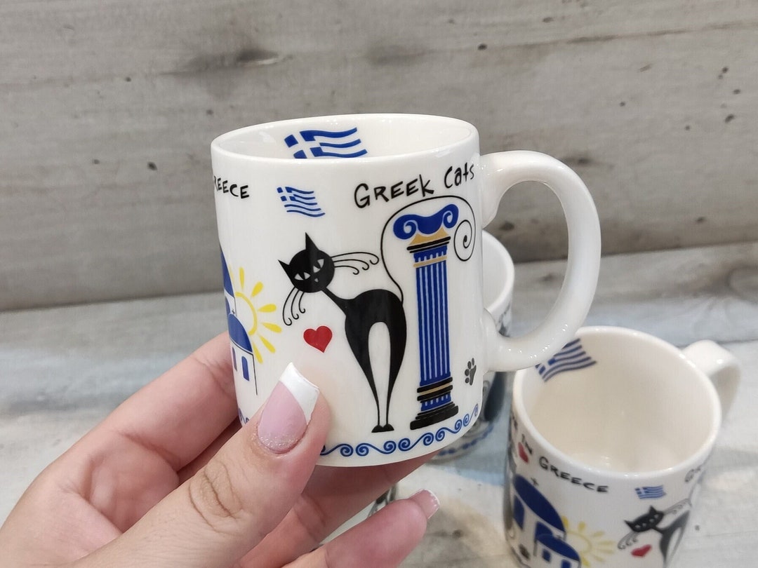 Greek Mug With Cats Greek Cats Greece Love in Greece Cats Lover Gifts ...